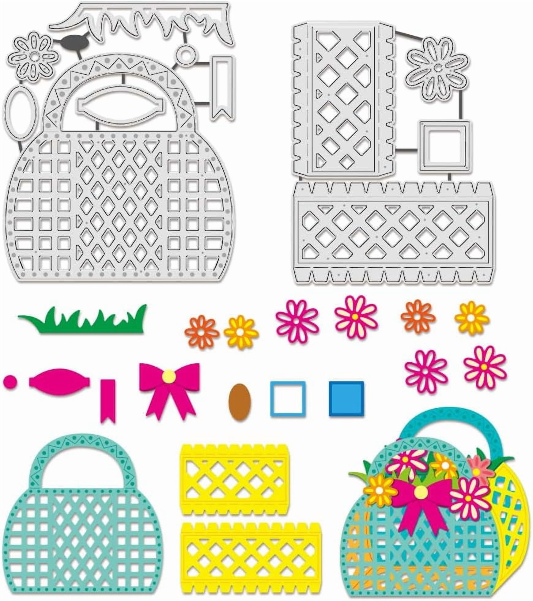 2 PCS 3D Basket Jelly Tote Die Cut Vintage Embossing Gift Box Template ...