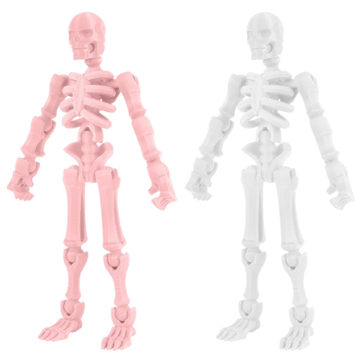 2 PCS 3D Printed Skeleton Figurines, 7 Inch Halloween Decorations, 3D ...