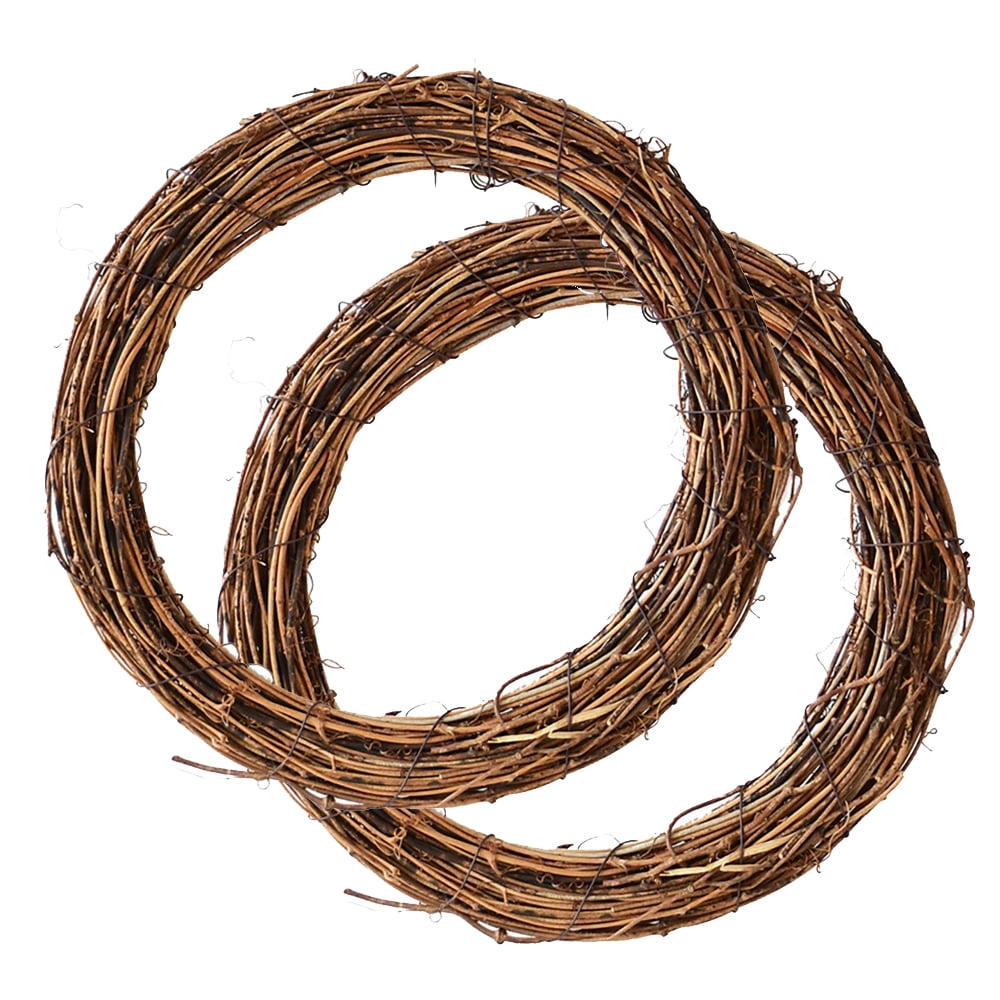 2 PCS 4 Inch Christmas Grapevine Wreath Natural Grapevine Wreaths Ring ...