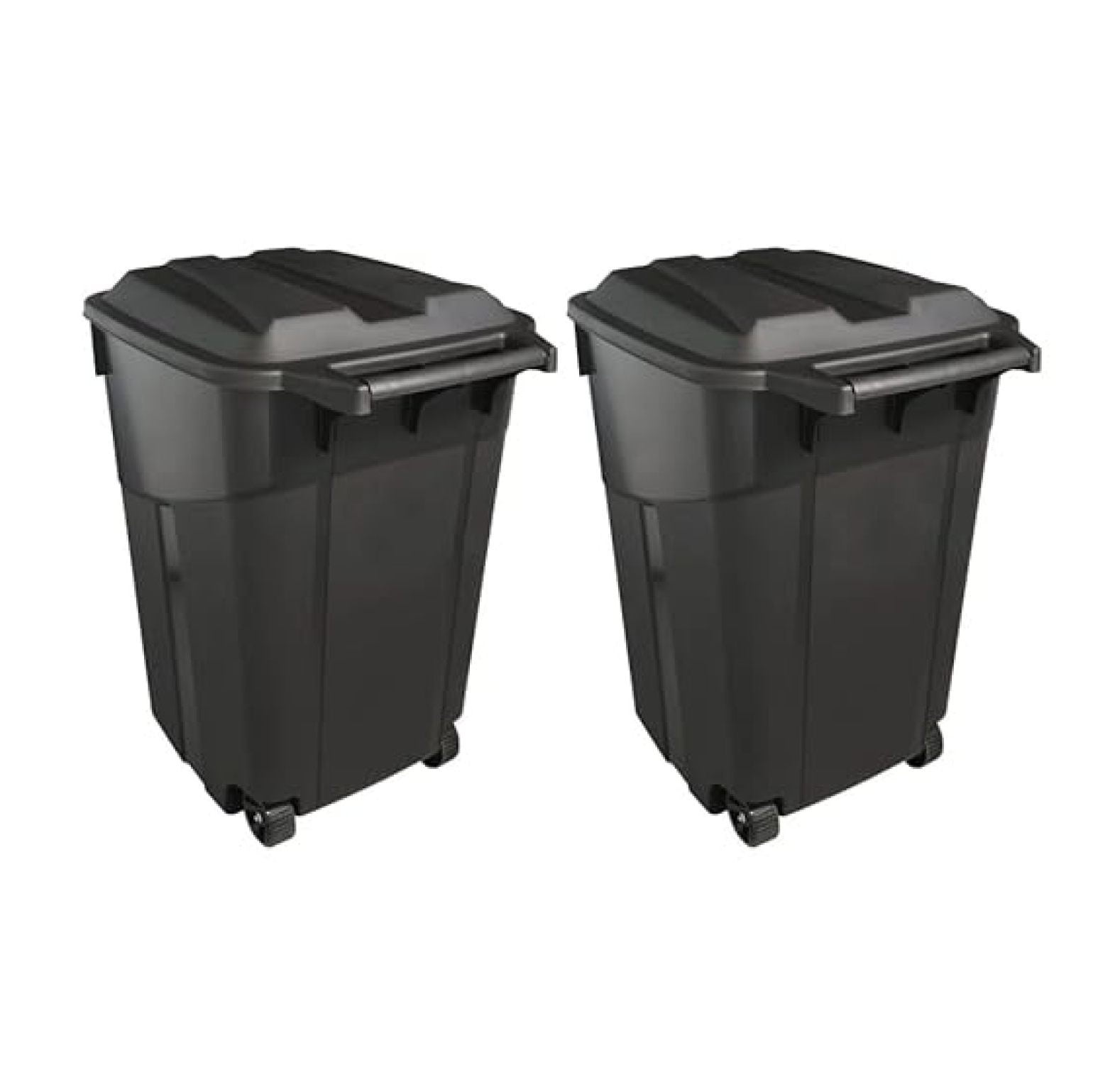 2 PCS 45 Gallon Heavy Duty Plastic Garbage Cans Trash Cans Rubbish Bin ...