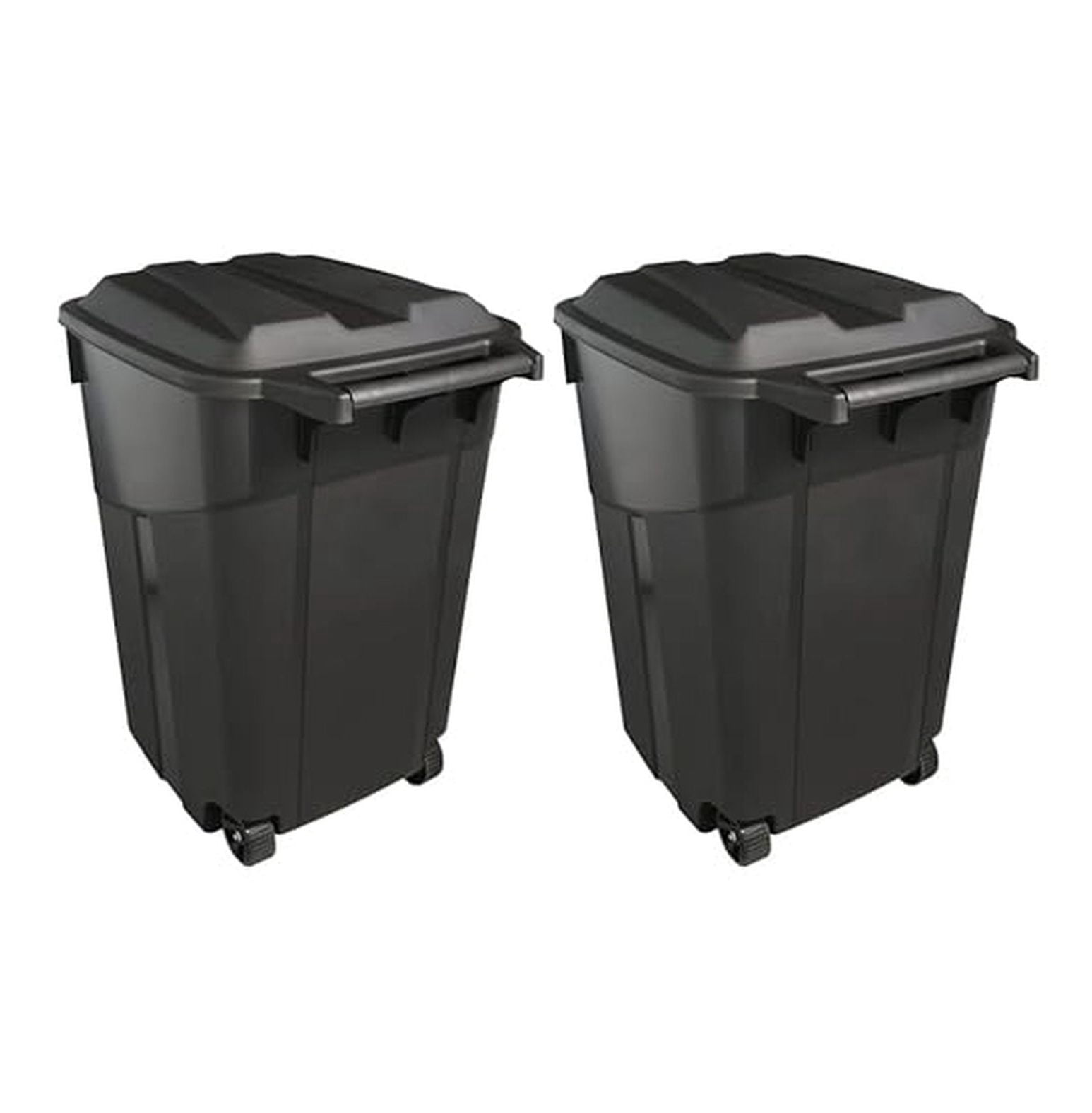 2 PCS 45 Gallon Heavy Duty Plastic Garbage Cans Trash Cans Rubbish Bin ...