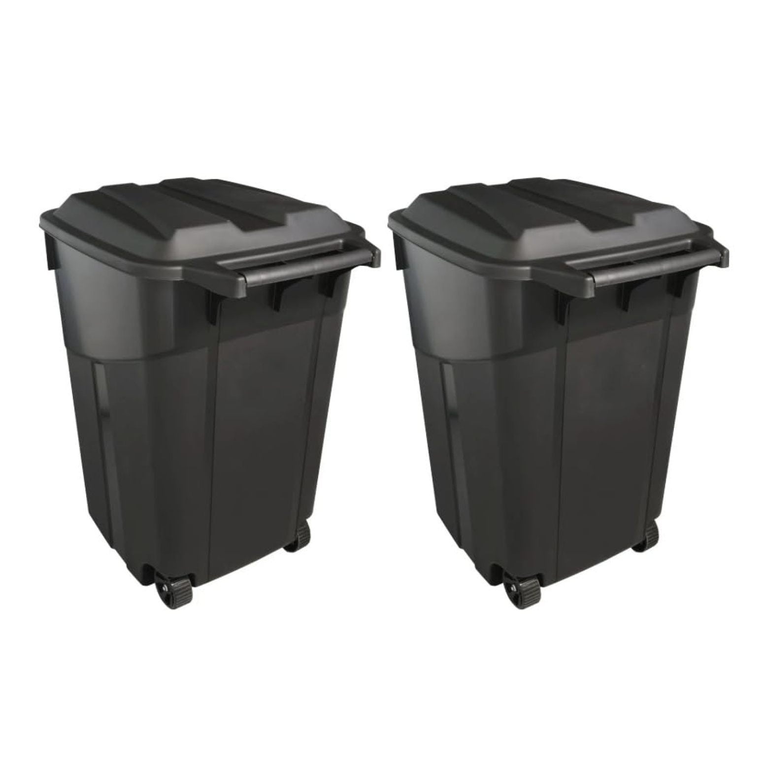 2 PCS 45 Gallon Heavy Duty Plastic Garbage Cans Trash Cans Rubbish Bin ...