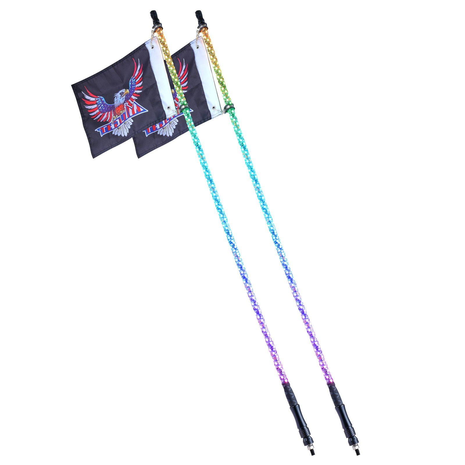 2 PCS 5 FT Whip Light, APP & RF Remote Control Led Whip Light, Waterproof 360° Spiral RGB ...