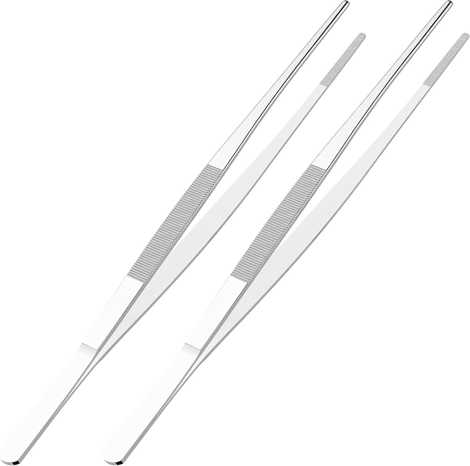 2 PCS 5 Inch Stainless Steel Tweezers, with Straight Round Blunt ...