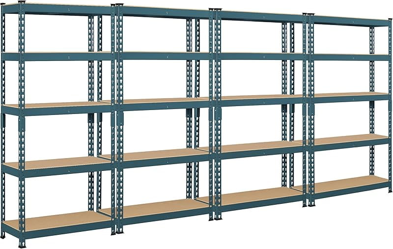 2 PCS 5-Tier Utility Shelves, Metal Storage Shelves Garage Shelving ...