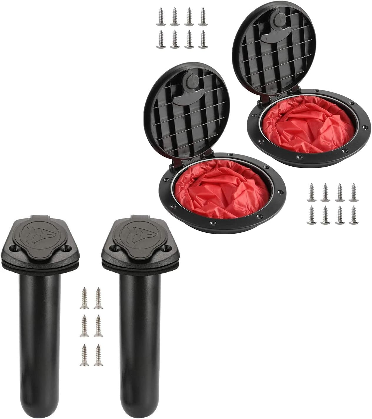 2 PCS 6'' Black Deck Plate Kit Deck Hatch with Storage Bag and 2 Pcs ...