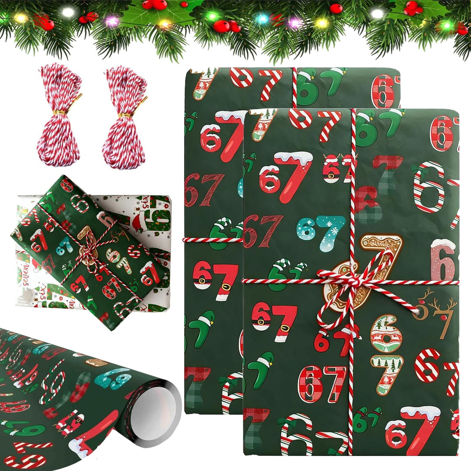 2 PCS 67 Christmas Wrapping Paper, Funny 67 Edition Wrapping Paper – 67 ...
