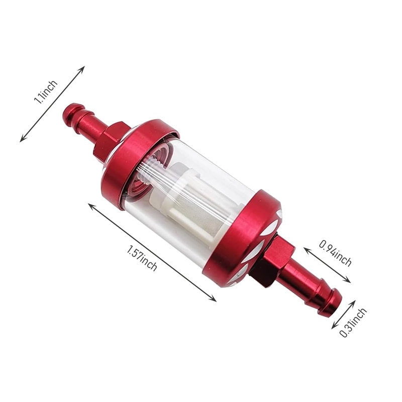 2 PCS 6mm 1/4inch Aluminum Alloy Fuel Filter,Glass Inline Gasoline ...