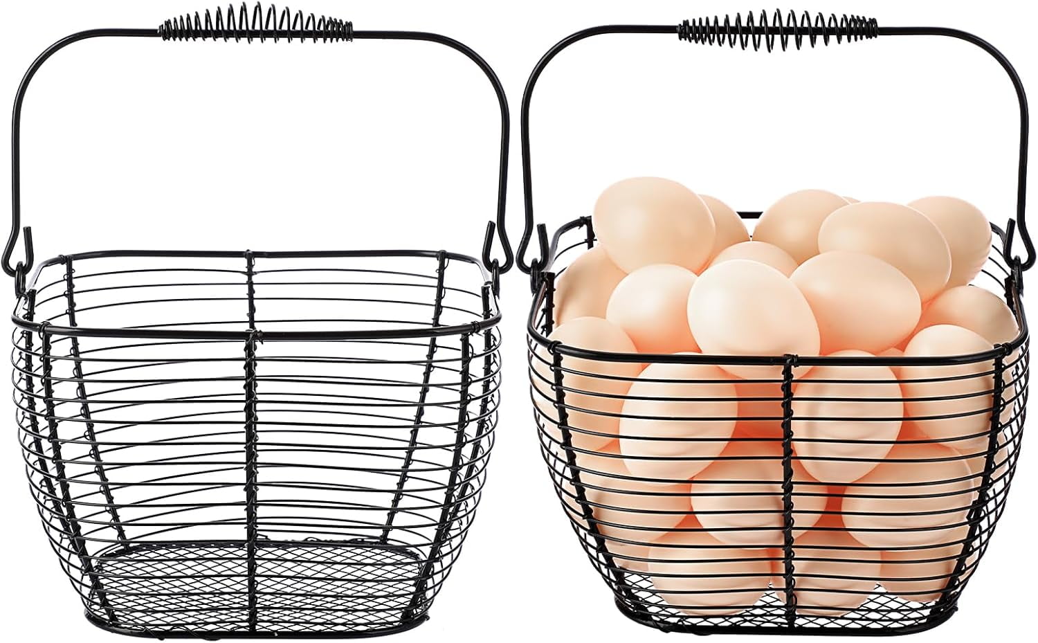 2 PCS 7" Black Square Wire Egg Baskets With Handle, Small Metal ...