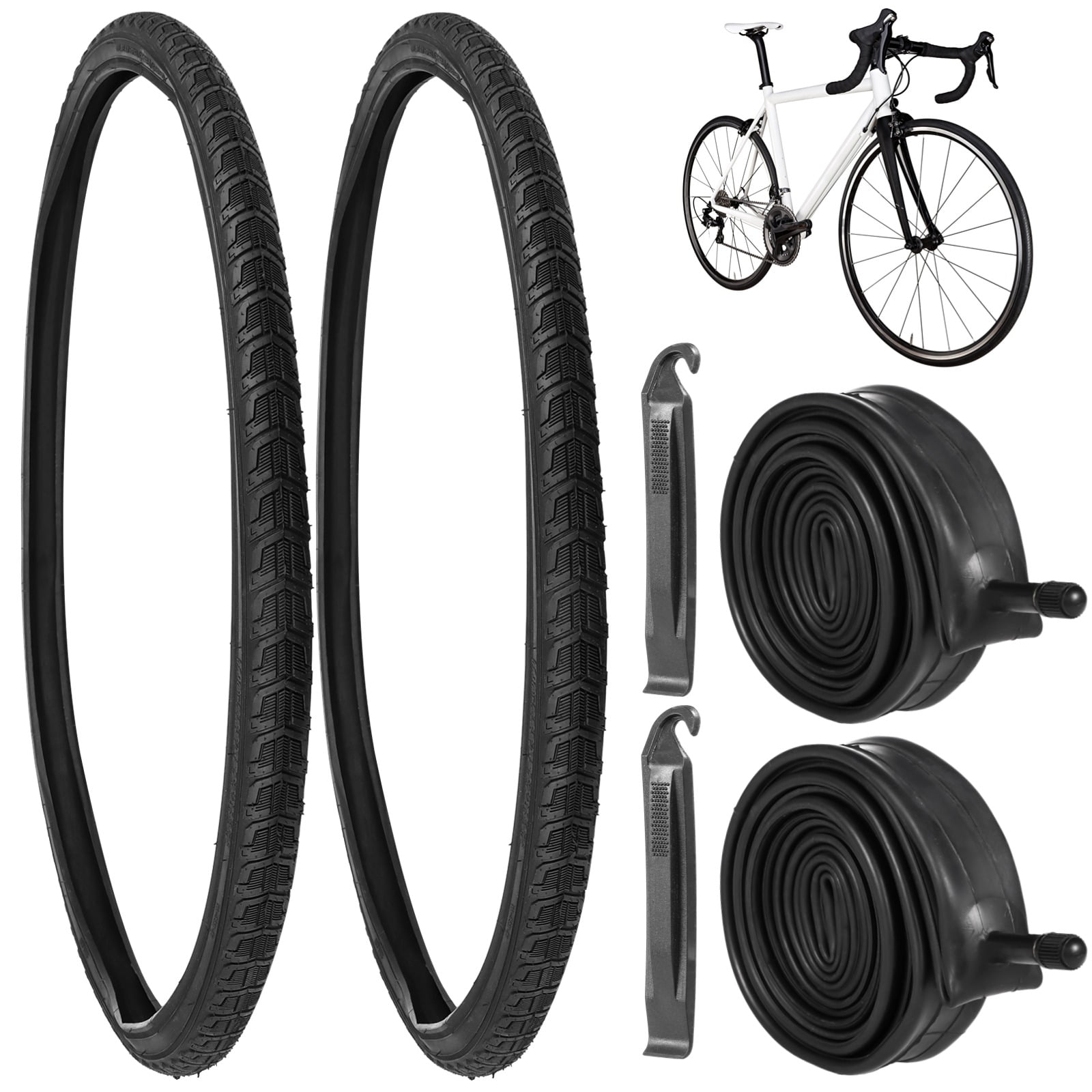 2 PCS 700 x 38C Bike Tires and 2 PCS 700 x 35/43C Bike Inner Tubes with ...