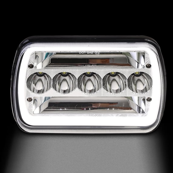 Top-Gears 2 PCS 7x6" 5X7 LED Headlight Hi-Lo Halo DRL, Amber Turn Light ...