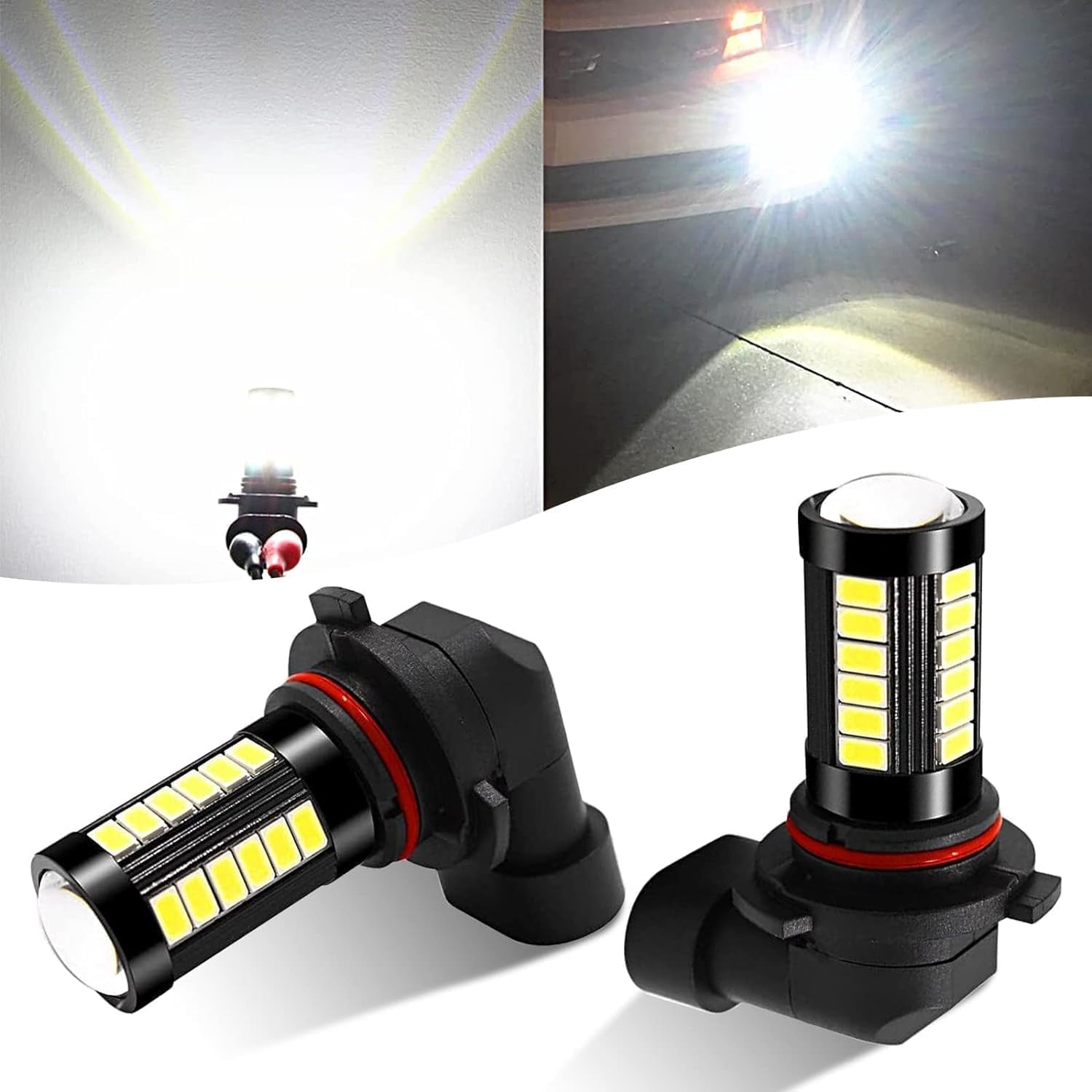 2 PCS 9006 Car LED Fog Light Bulbs, 6500K White Super Bright Anti-fog ...