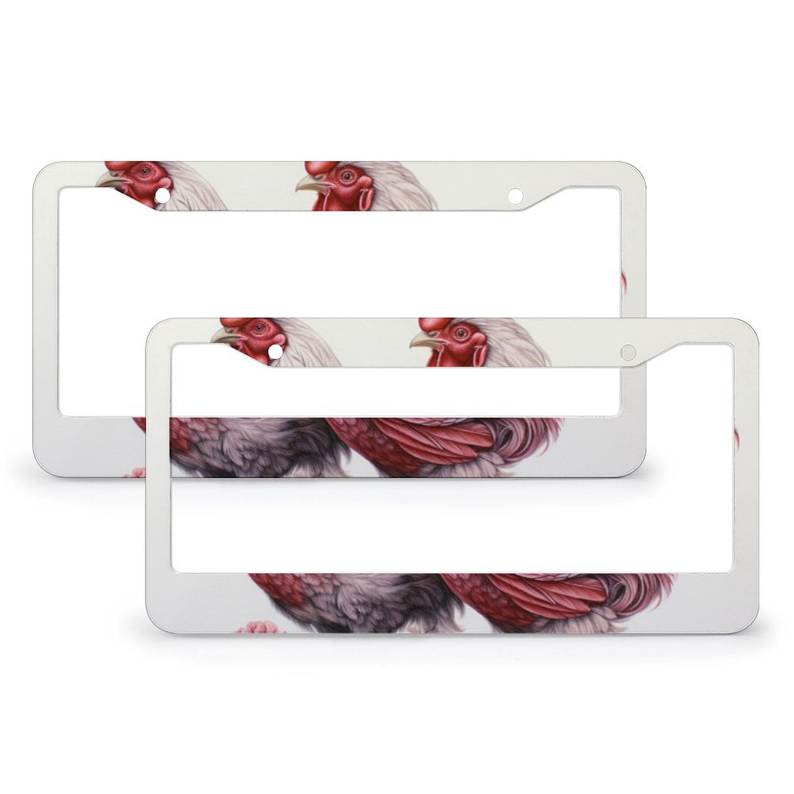 2 PCS A Pair Of Chickens License Plate Frames Vintage Farm Rooster Hen ...