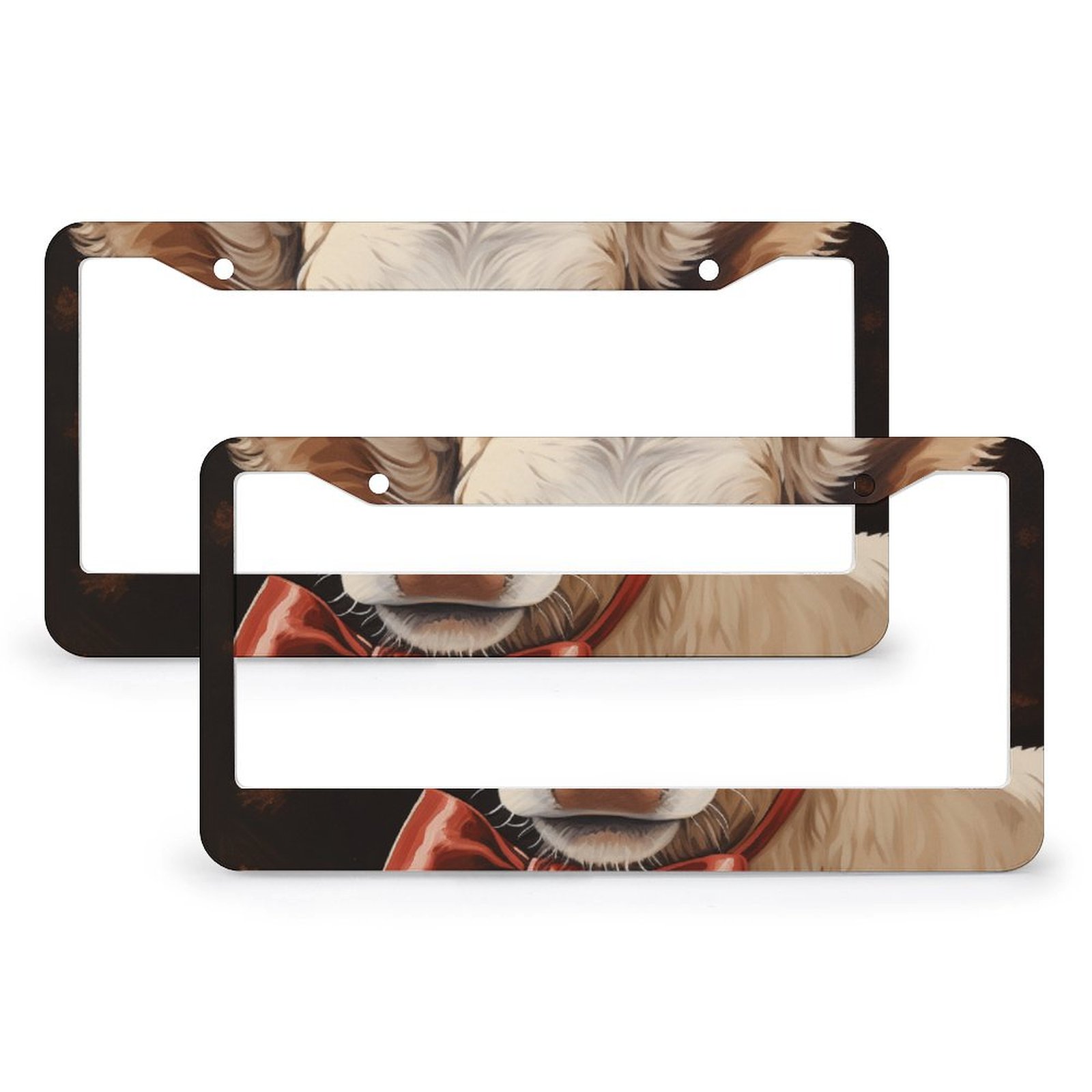 2 PCS A Portrait of An Animal Cow License Plate Frames Vintage Rustic ...