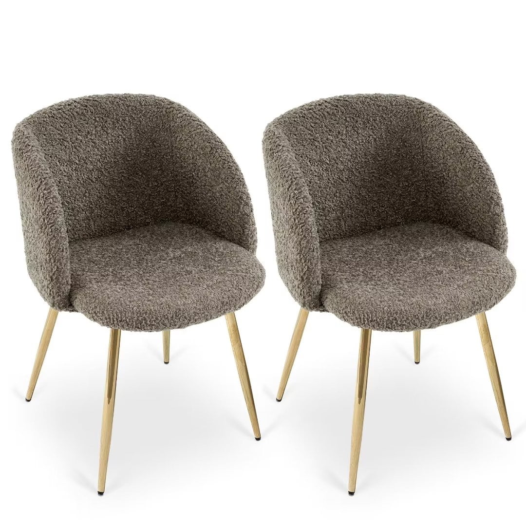 2 PCS Accent Chairs, Modern Teddy Faux Fur Dining Chairs, Upholstered ...
