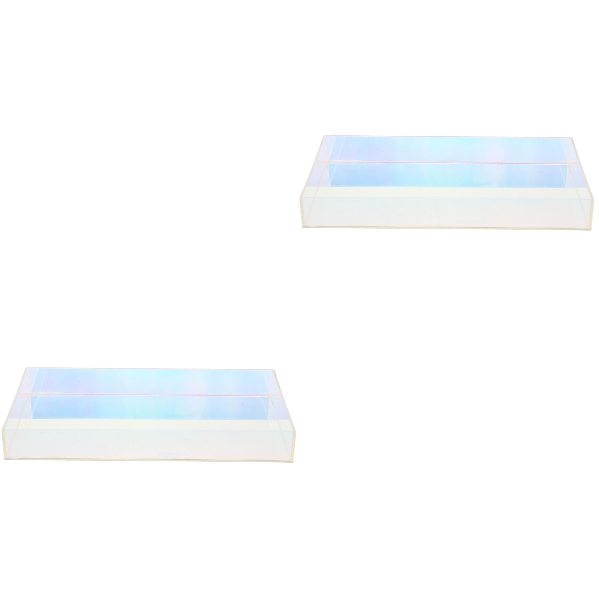 2 PCS Acrylic Tray Food Rectangular Colorful Surface Storage Make up ...