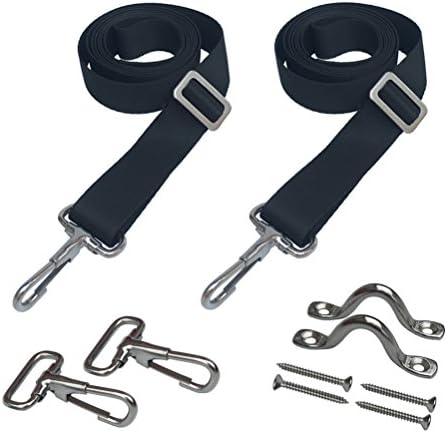 2 PCS Adjustable Bimini Boat Top Straps with Loops + Snap Hooks + Eye ...