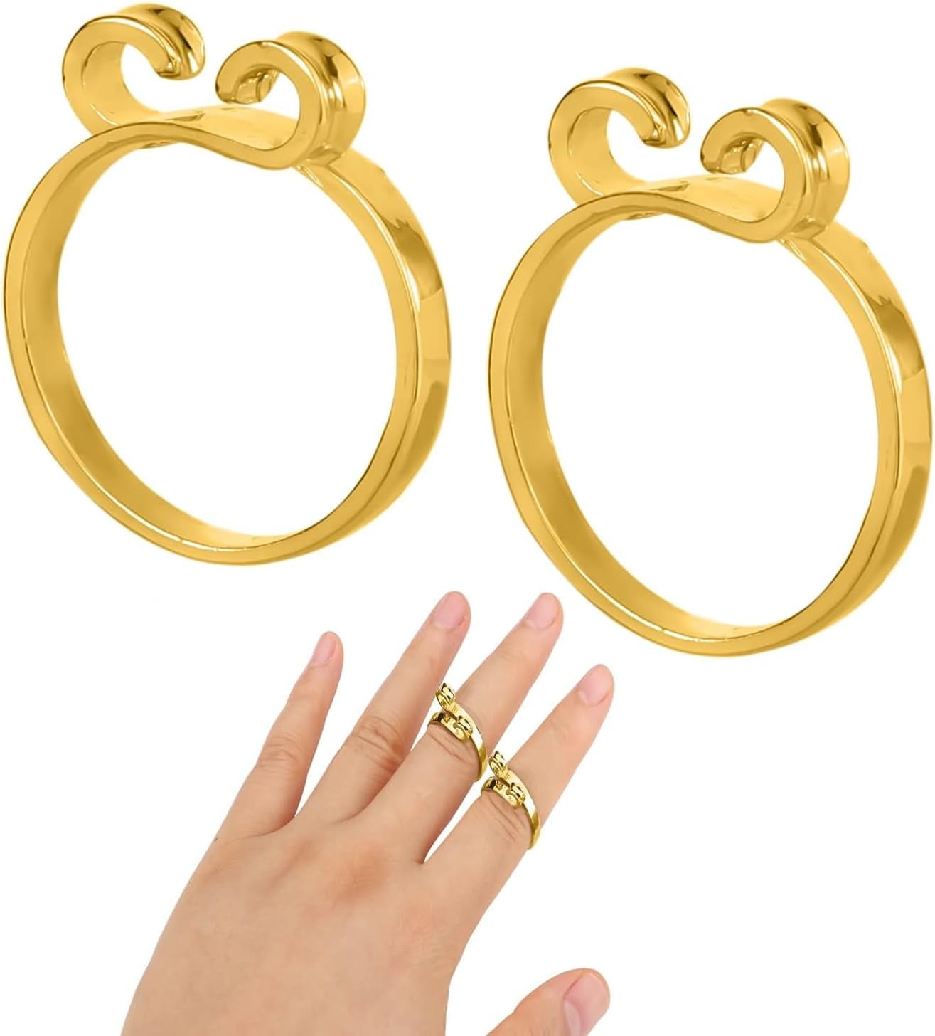 2 PCS Adjustable Knitting Crochet Loop Ring, Brass Open Yarn Guide ...