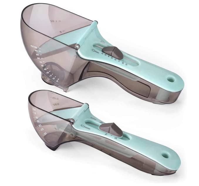 2 PCS Adjustable Measuring Cups and Spoons Set,Kitchen Tool Plastic ...