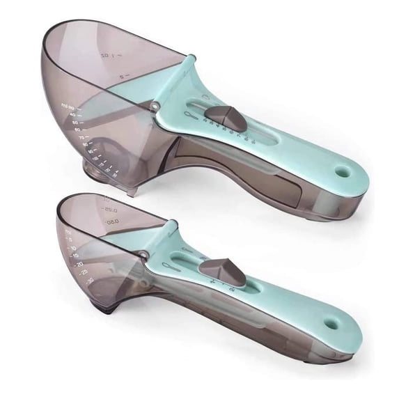 2 PCS Adjustable Measuring Cups and Spoons Set,Kitchen Tool Plastic ...