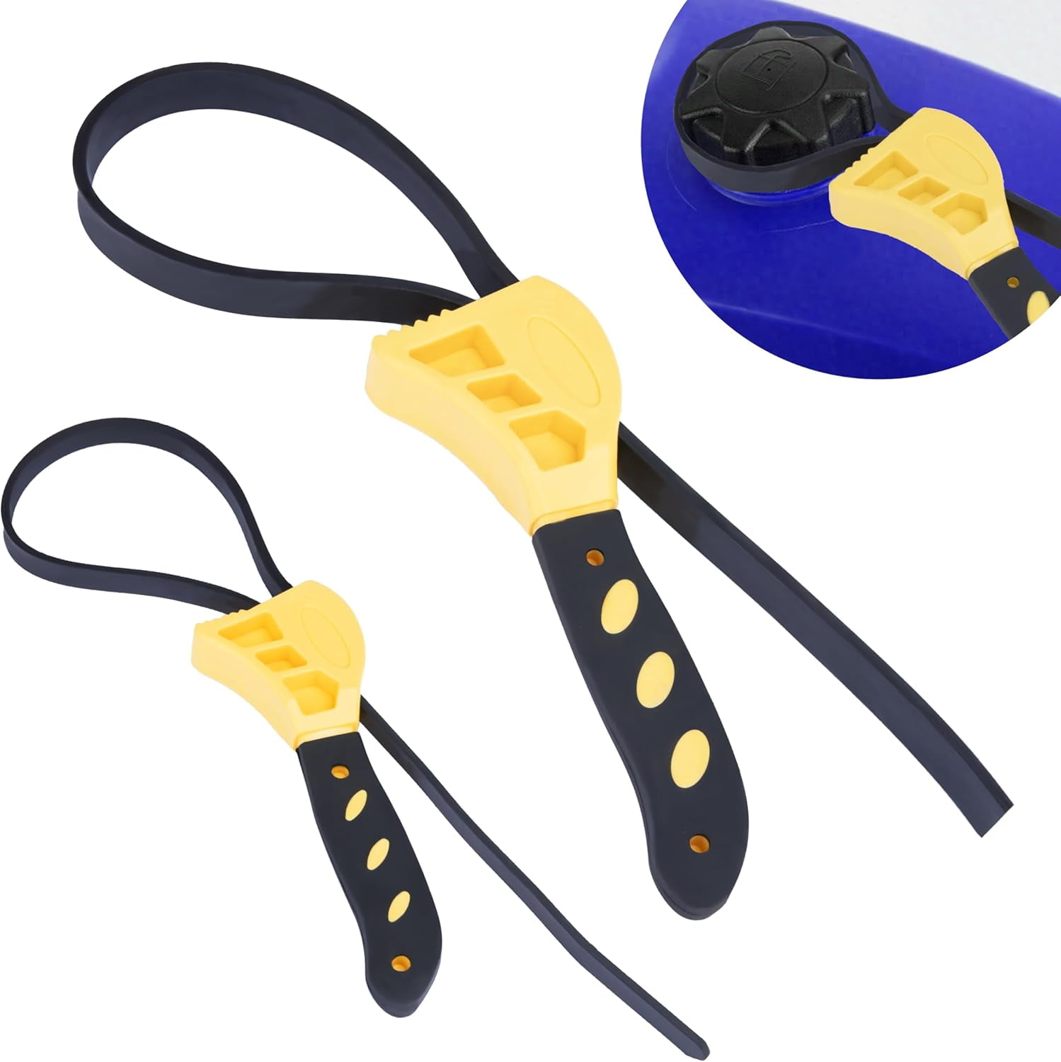 2 PCS Adjustable Rubber Strap Wrench, 24" & 19.7" Oil Water Filter ...