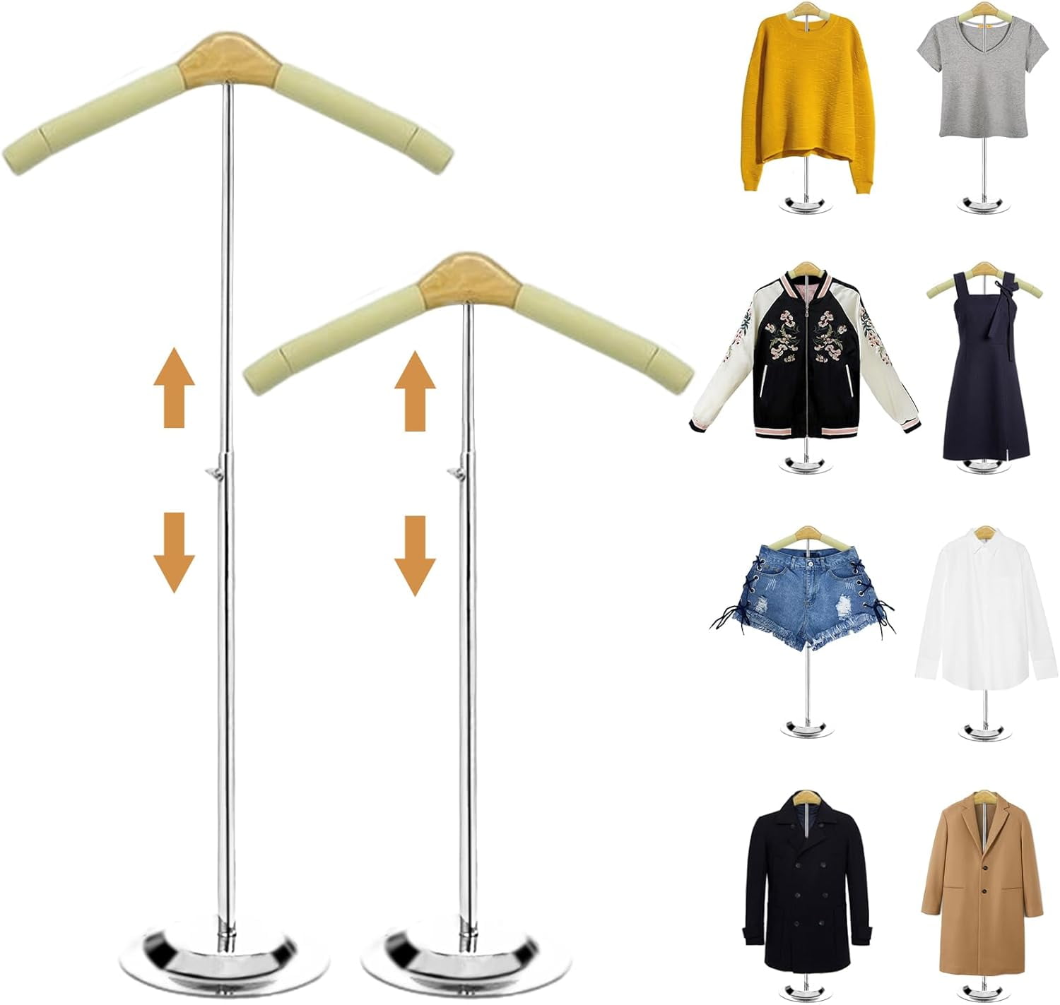 2 PCS Adjustable T Shirt Display Stand, 16-28 Inch Flexible Shirt ...