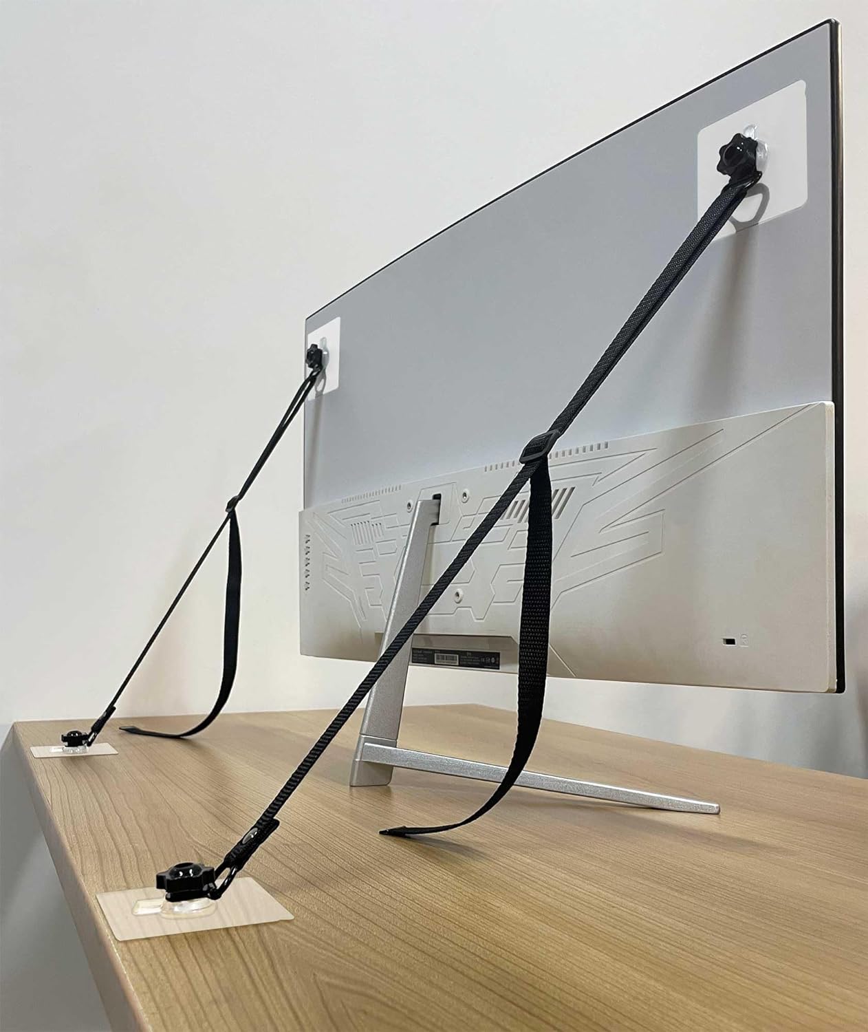2 PCS Adjustable TV Safety Straps, No-Drill Adhesive Anti-Tip Furniture ...