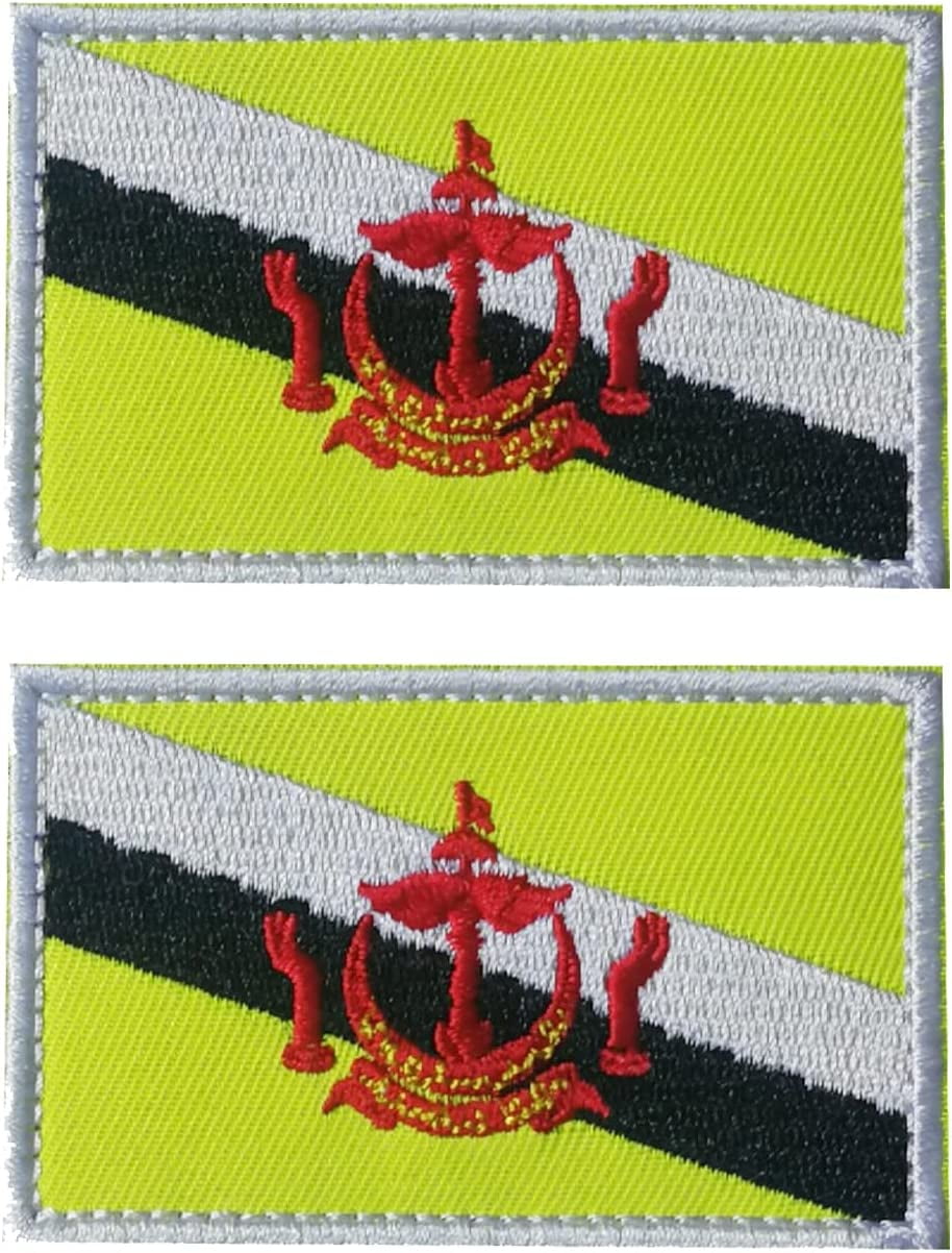 2 PCS AliPlus Brunei Flag Patches Embroidered Tactical Military Morale Patch Applique Fastener ...
