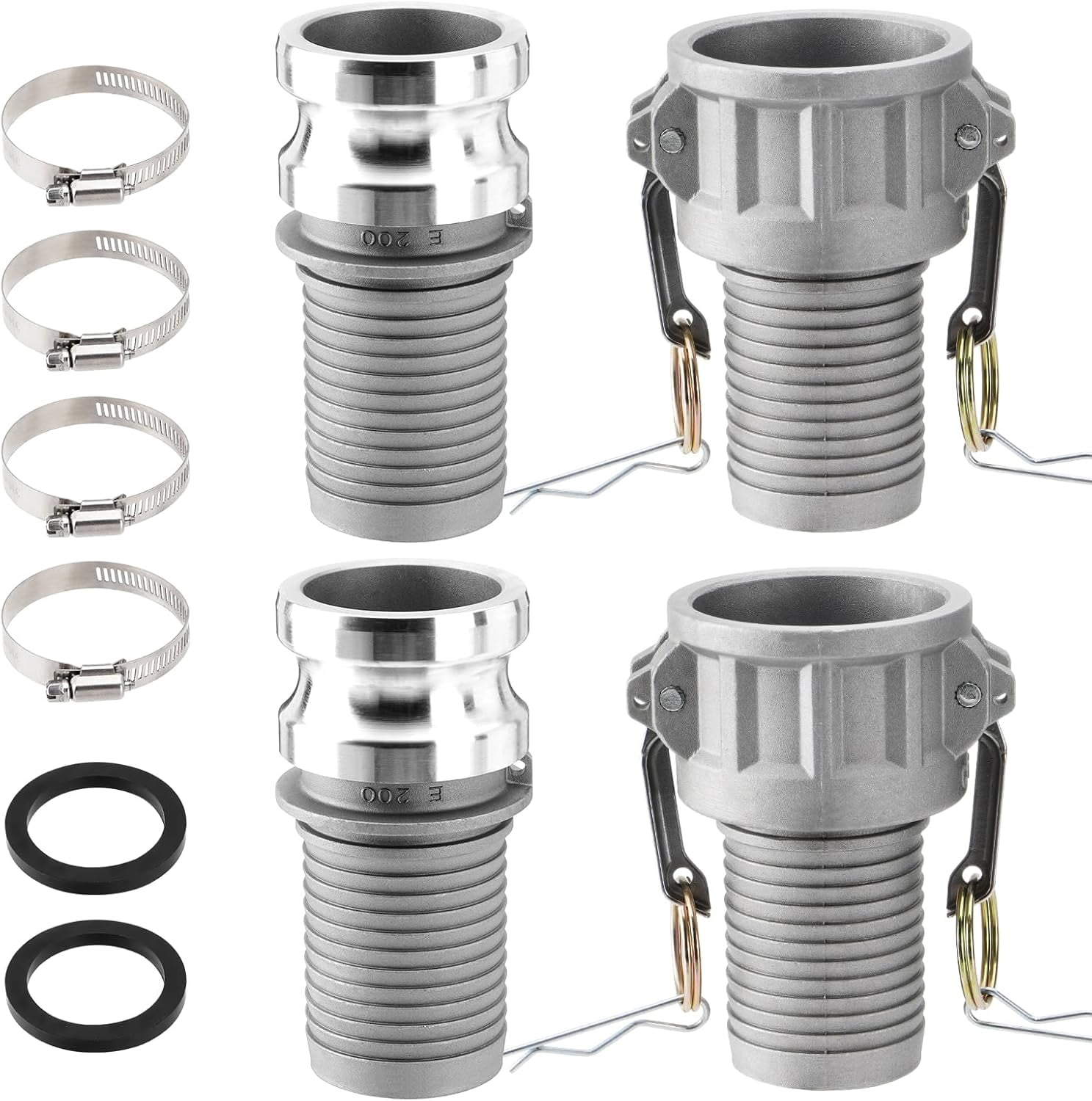 2 PCS Aluminum 2 inch Cam lock Fittings (Part C) Cam and Groove Hose ...