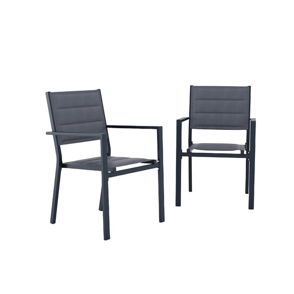 2 PCS Aluminum Patio Stackable Dining Chairs Set,Textilene Fabric ...