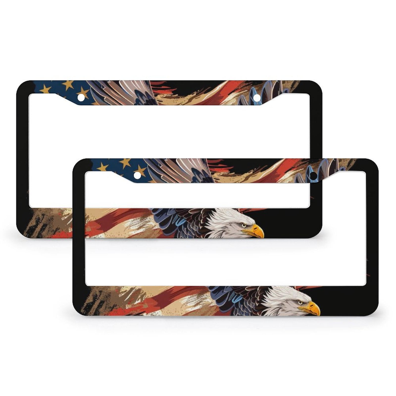 2 PCS American Eagle USA Flag License Plate Frame Independence Memorial ...