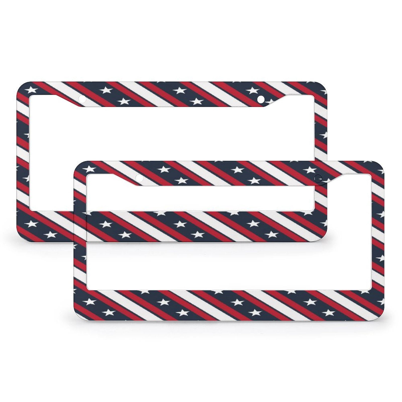 2 PCS American Flag Stars Stripes Patriotic License Plate Frame ...