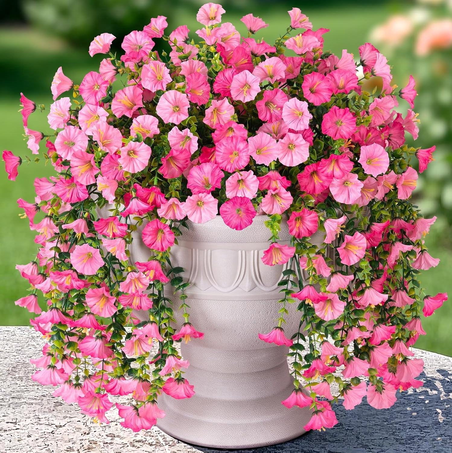 2 PCS Artificial Faux Hanging Flowers Plants for Outdoor Decor,Fake ...