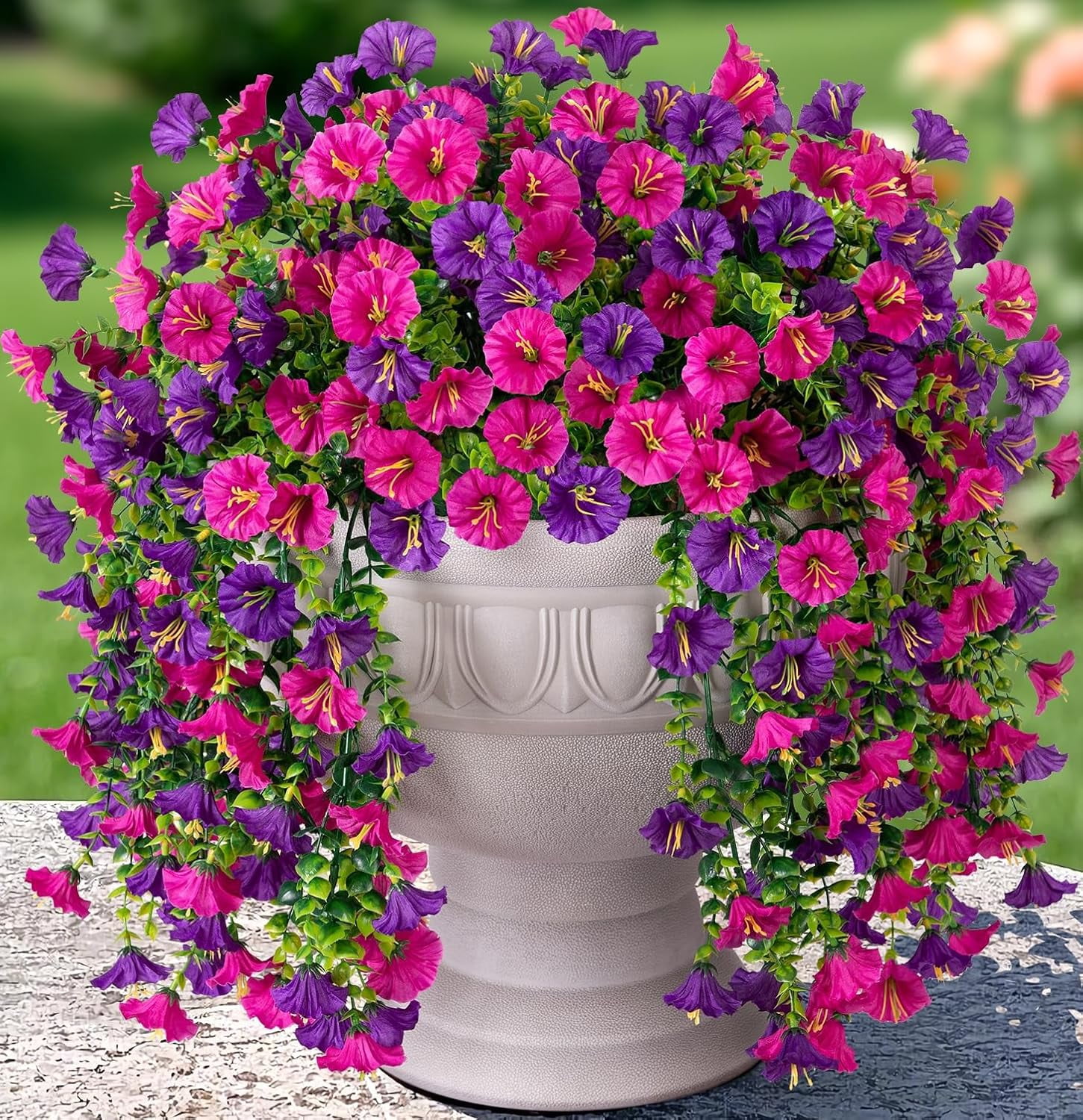 2 PCS Artificial Faux Hanging Flowers Plants for Outdoor Decor,Fake ...