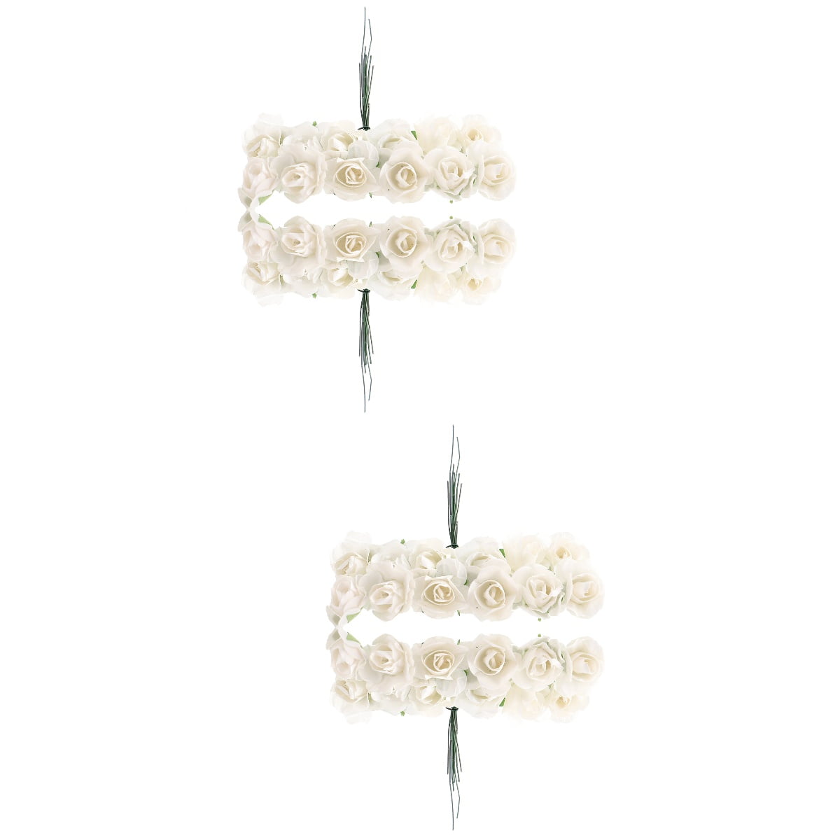 2 PCS Artificial Rose Fake Plants White Paper Roses Mini Foam Flower ...