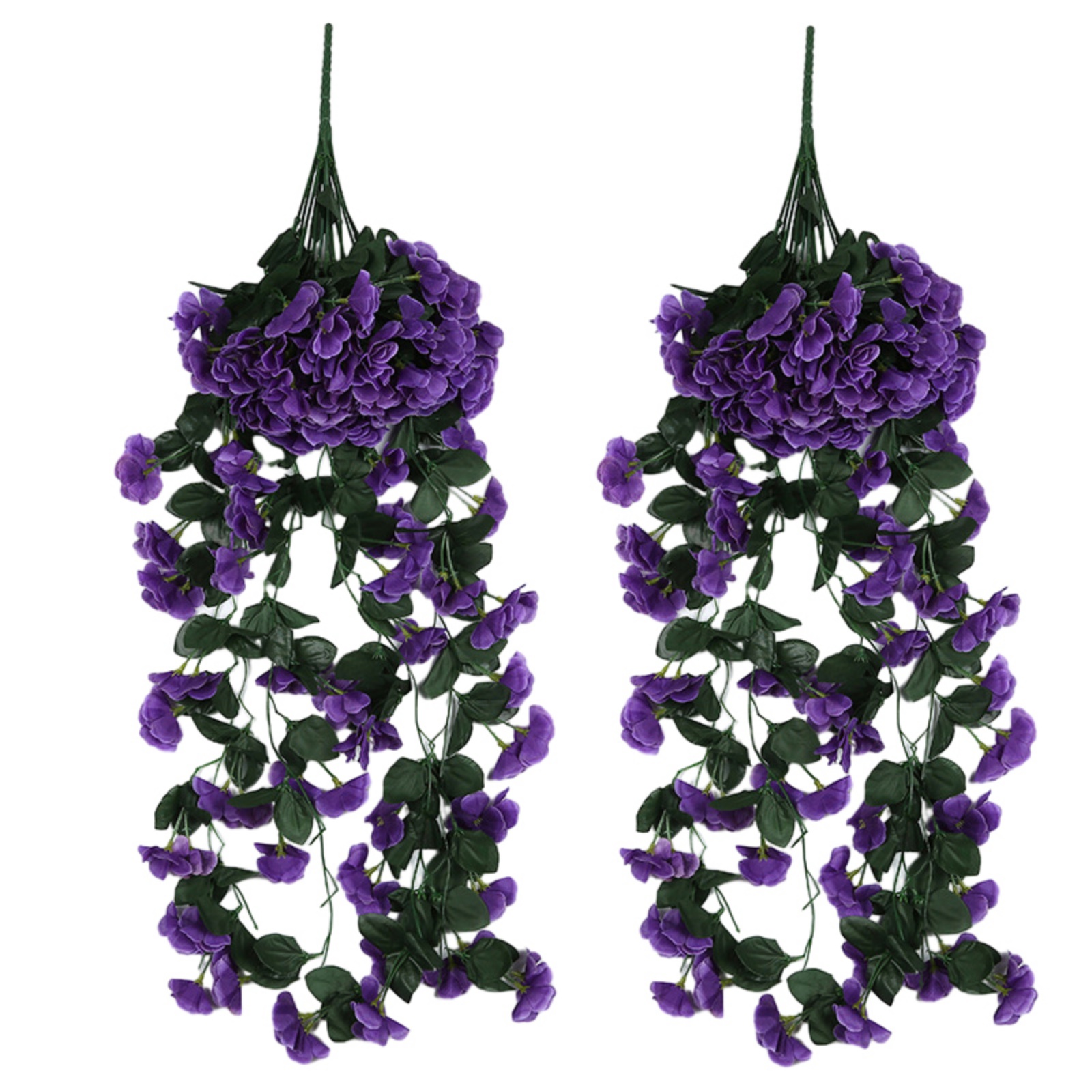 2 PCS Artificial Silk Fuchsia Orchid Hanging Plants Flowers,UV ...
