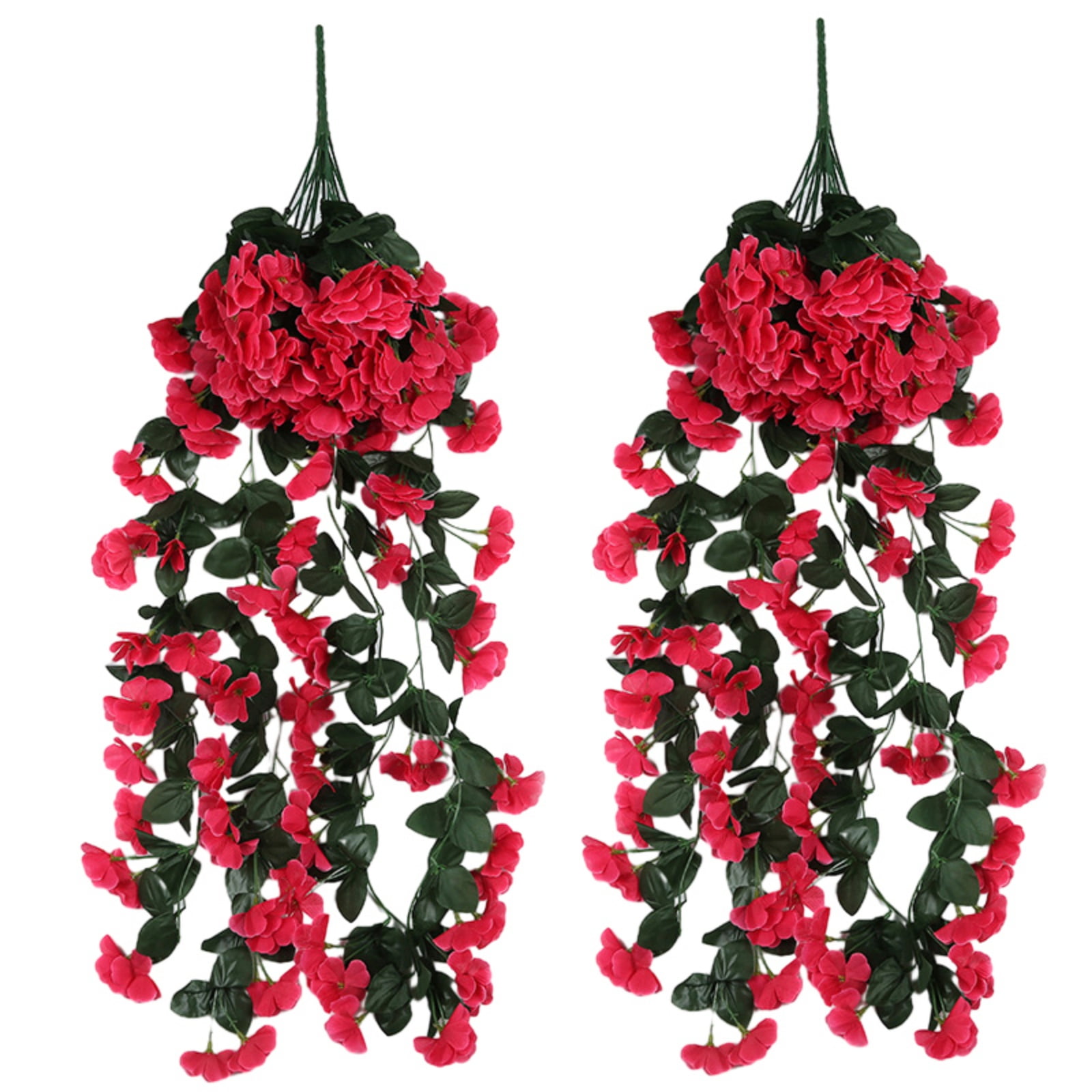 2 PCS Artificial Silk Fuchsia Orchid Hanging Plants Flowers,UV ...