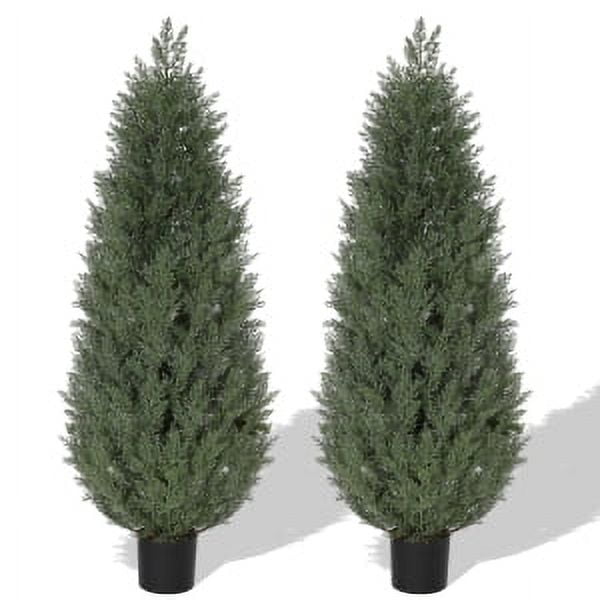 2 PCS Artificial Topiary Cedar Trees, 5 FT Artificial Plants Outdoor ...