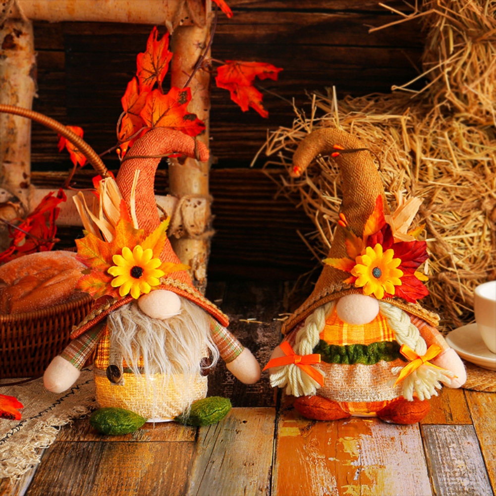 2 PCS Autumn Gnomes Fall Decoration Harvest Thanksgiving Handmade ...