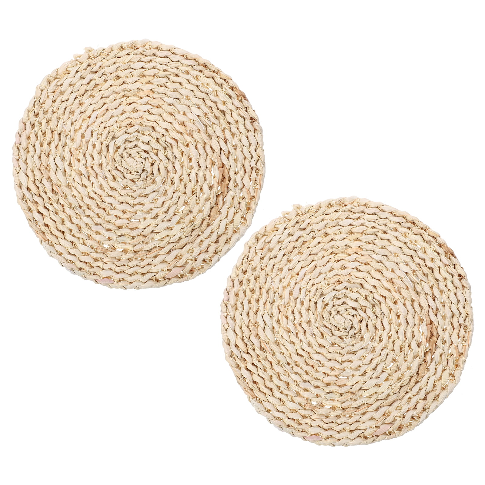 REOFLYUP Round Braided Mats Bamboo Handmade Coasters 2PCS 8.7in ...