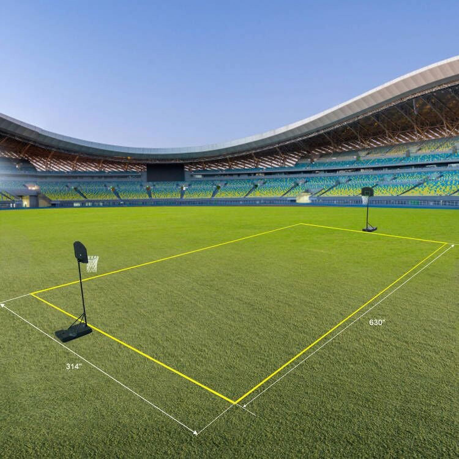 2 PCS Basketball Sets with Wheels, Portable Basketball Hoop System ...