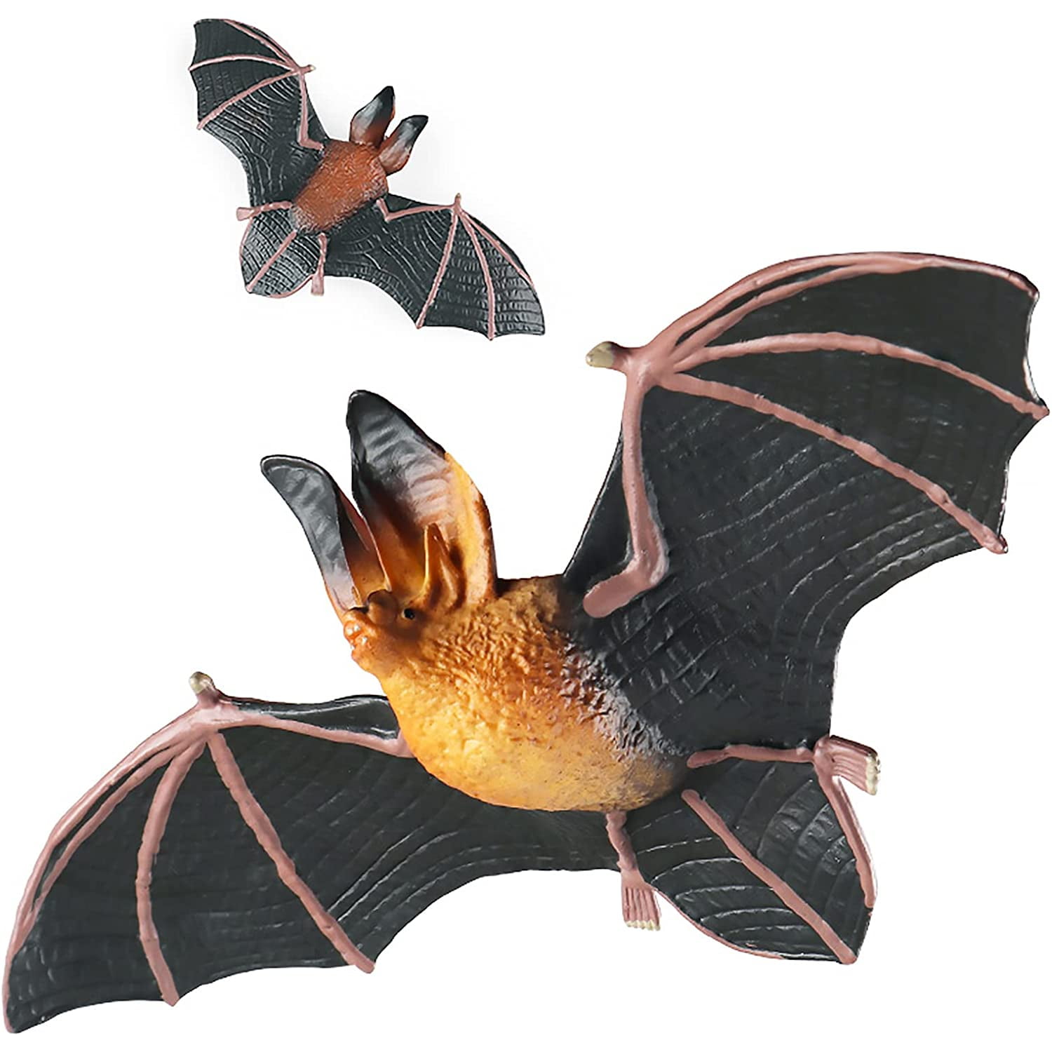 2 PCS Bat Figurine Hand Painted Bat Animal Figures Large Bat Model ...