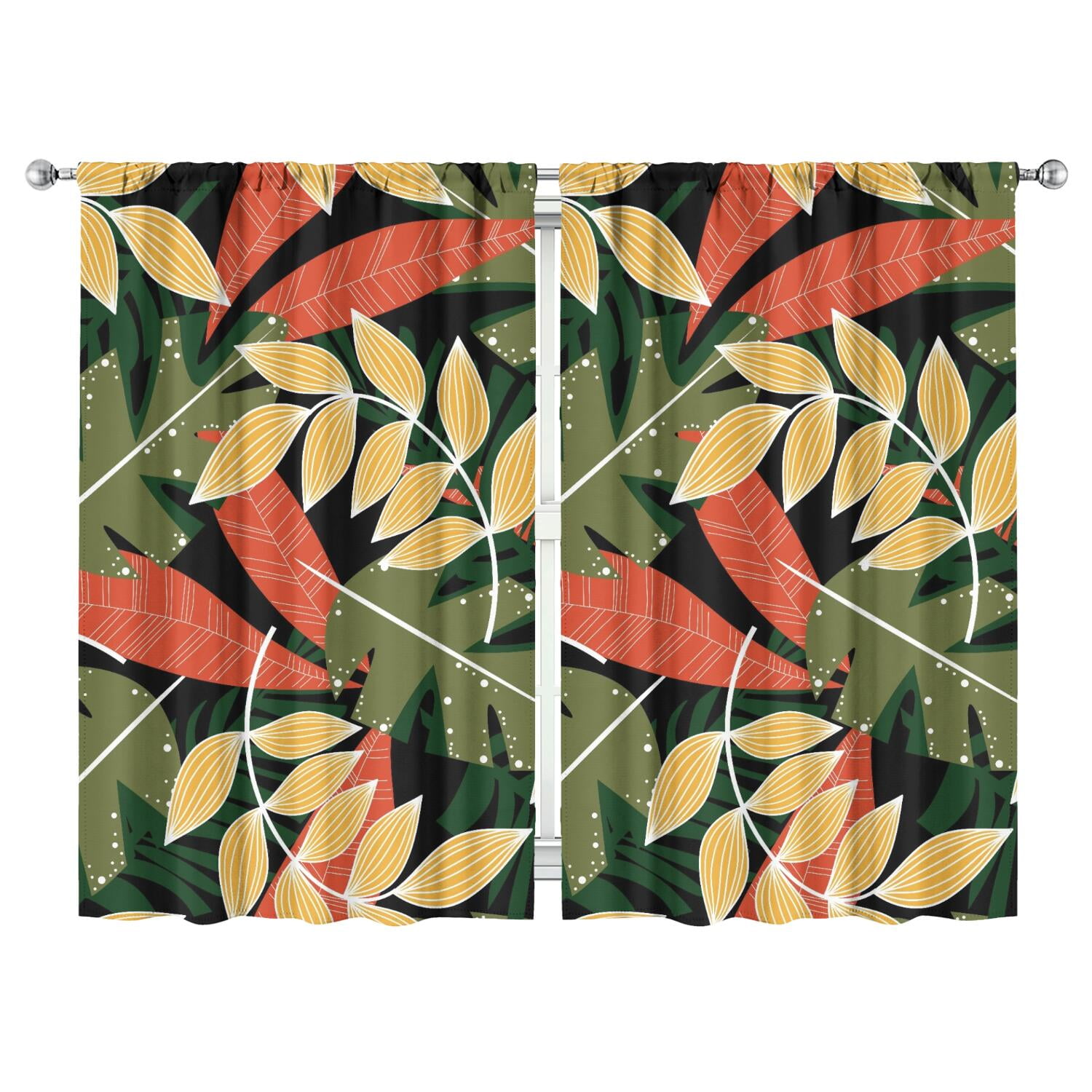 2 PCS Beach Vacation Theme Kitchen Curtains, 52x84 Inch Semi-Sheer ...