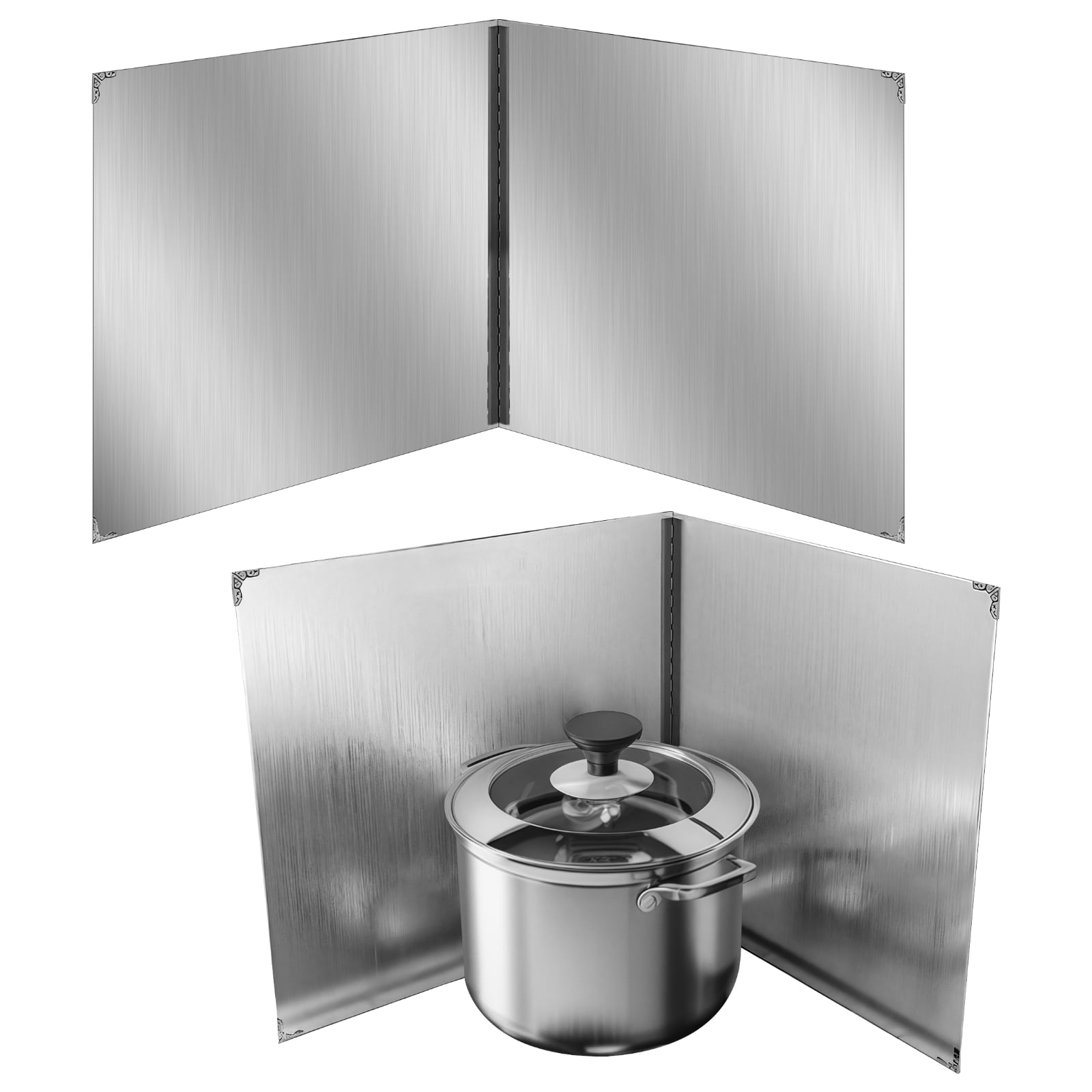 2 PCS Bifold Grease Splatter Guard, 16 x 16 Inches Stainless Steel ...