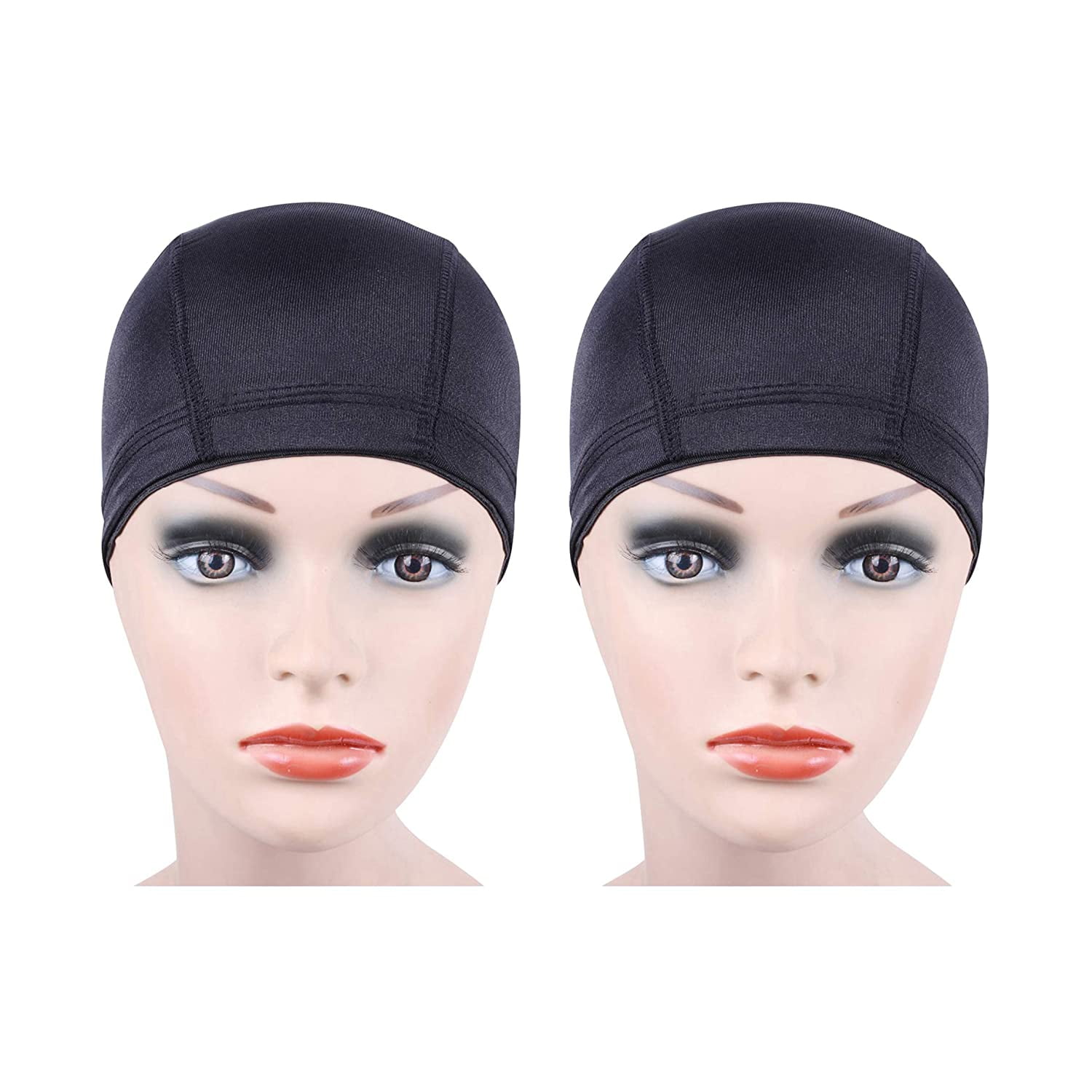 2 PCS Black Dome Caps Wig Caps for Wig Making Stretchable Hairnets Wig ...