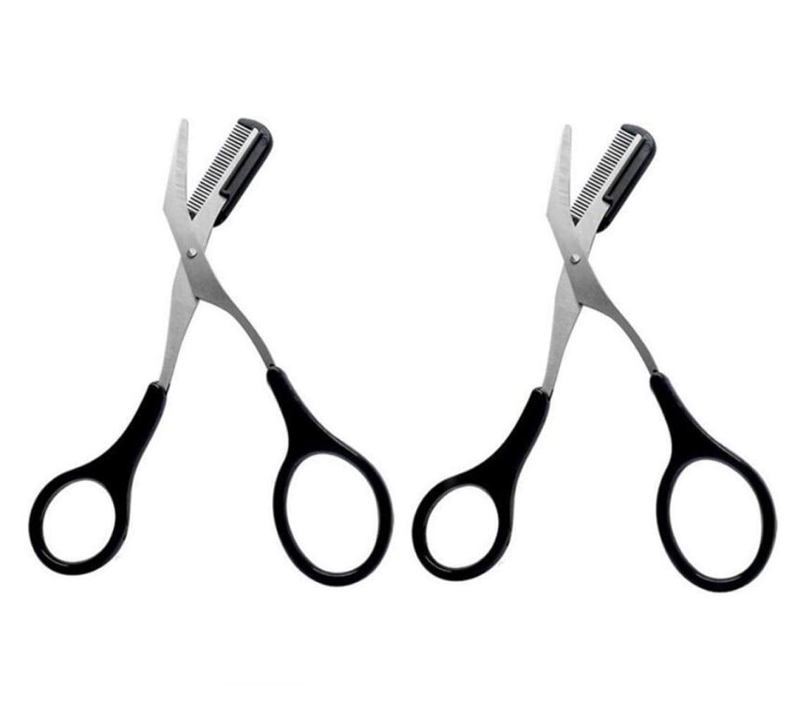 2 PCS Black Eyebrow Trimmer Scissor with Comb Eyelash Shaping Cut Comb Scissors Brow Lash Hair ...