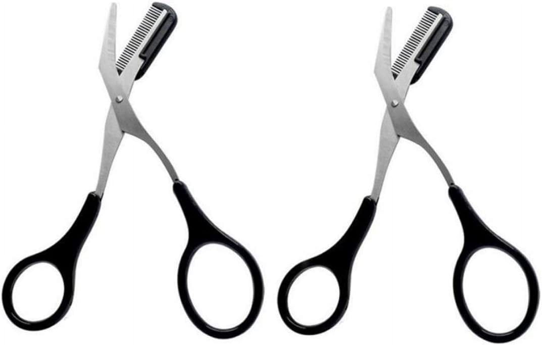 2 PCS Black Eyebrow Trimmer Scissor with Comb Eyelash Shaping Cut Comb ...