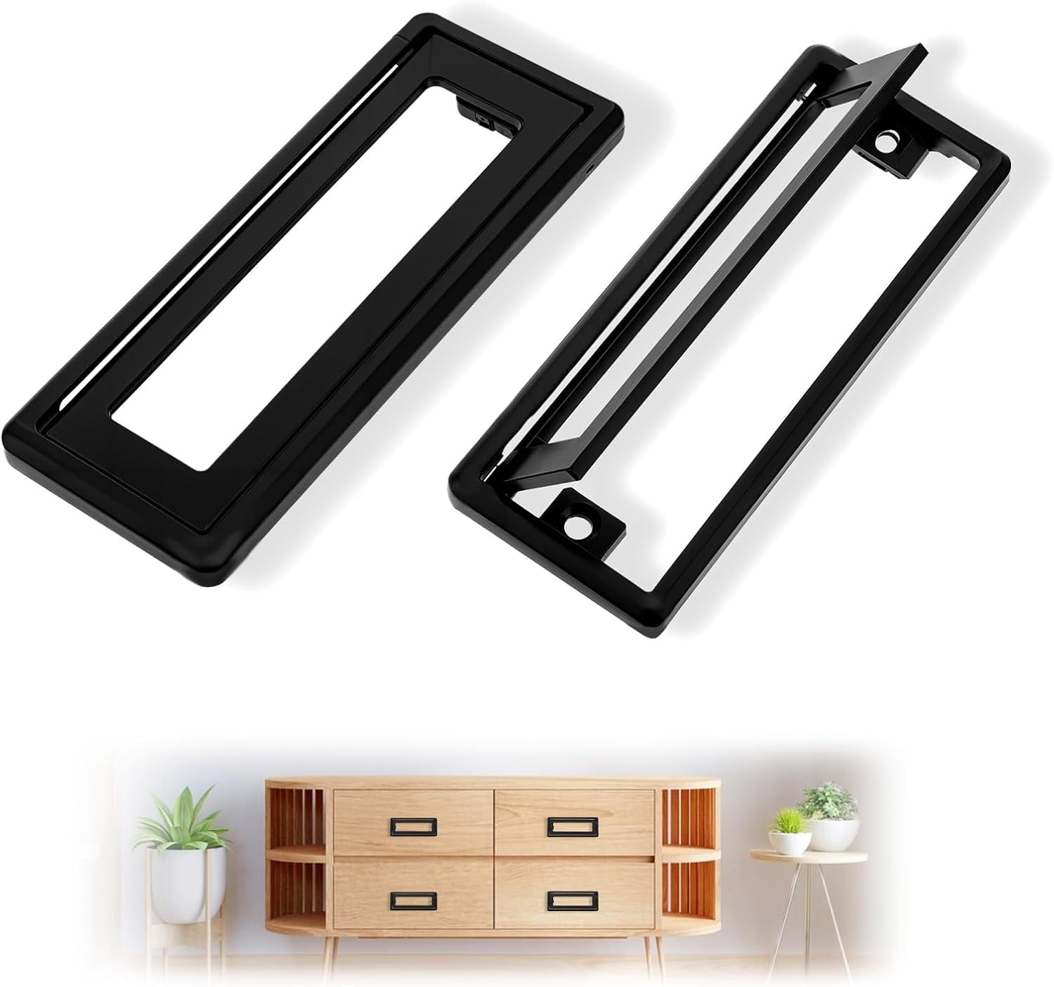 2 PCS Black Square Recessed Flush Door Pull, Zinc Alloy Recessed Pull ...