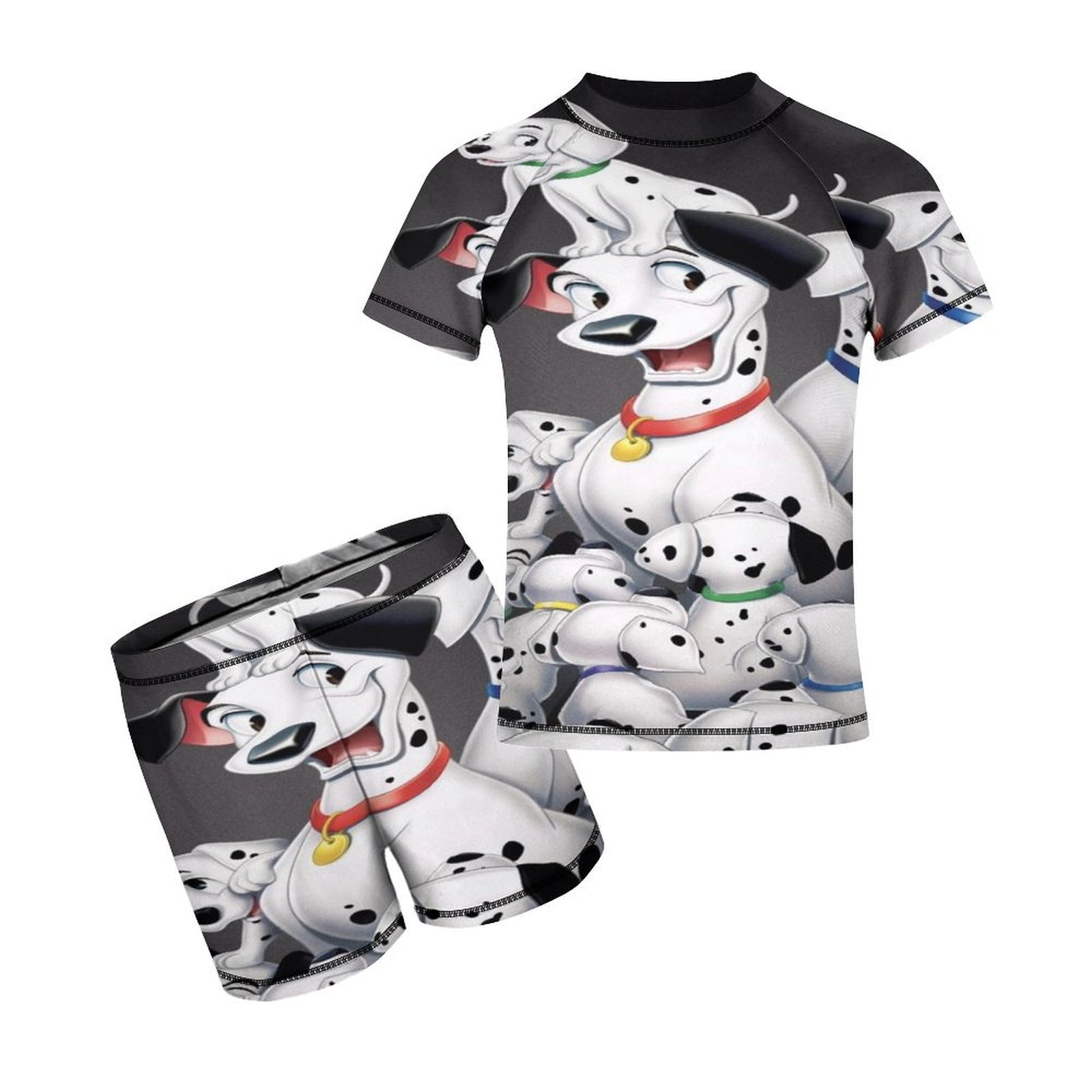 2 PCS Boys Dalmatians Rash Guard Swimsuit Short Sleeve Swimwear Sets Beach Bathing Suit for Kids ...
