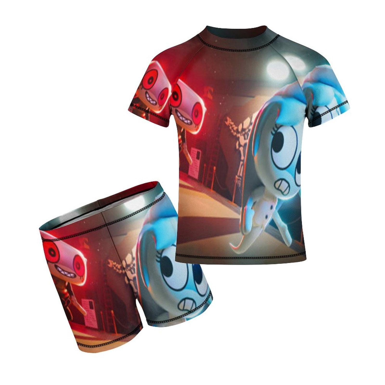 2 PCS Boys Dandy-s World Rash Guard Swimsuit Short Sleeve Swimwear Sets ...